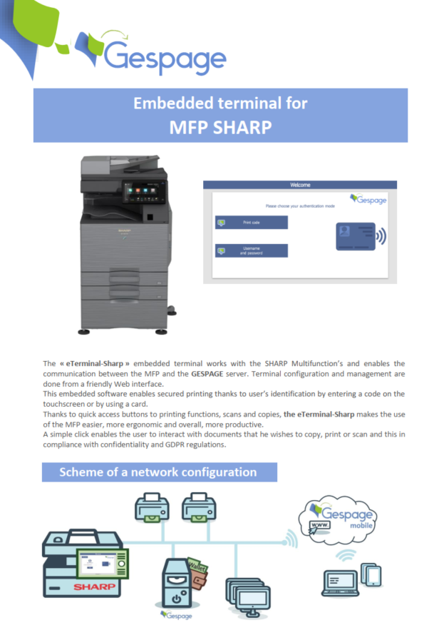 Embedded terminal for MFP SHARP documentation • Gespage