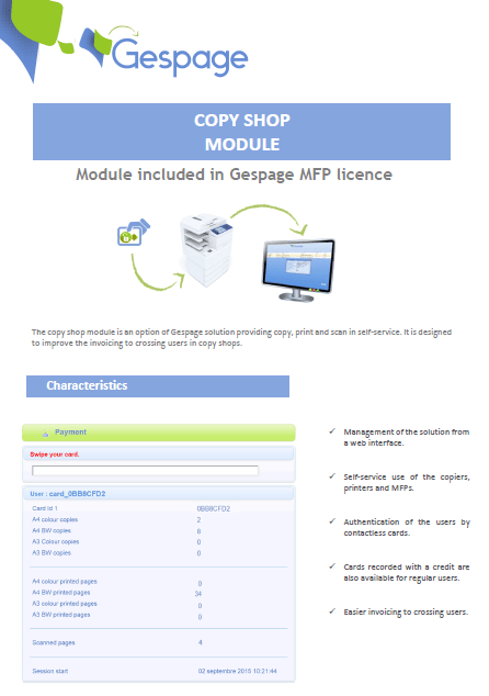 Copy Shop Module documentation • Gespage
